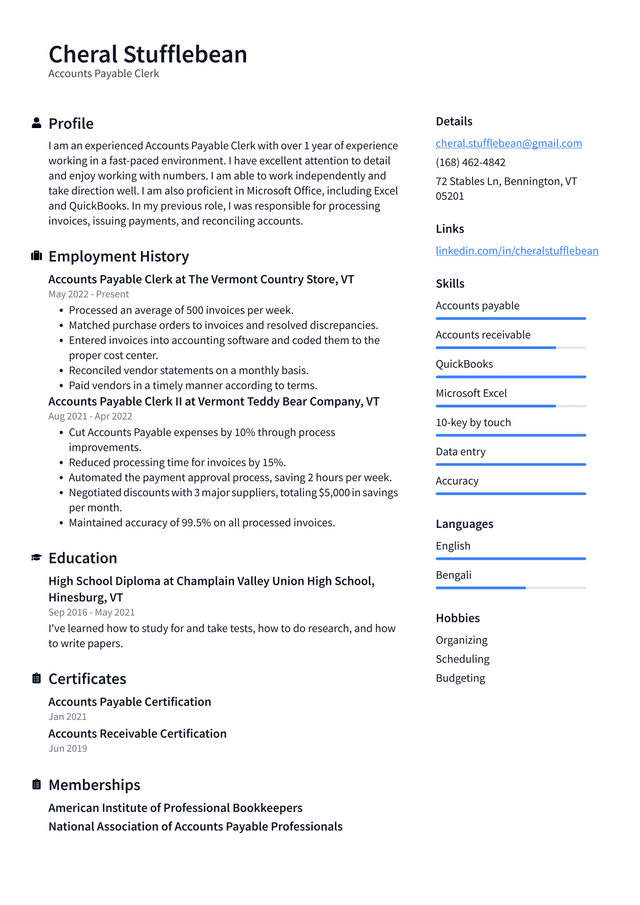 Auditing Clerk Resume Example and Writing Guide - ResumeLawyer