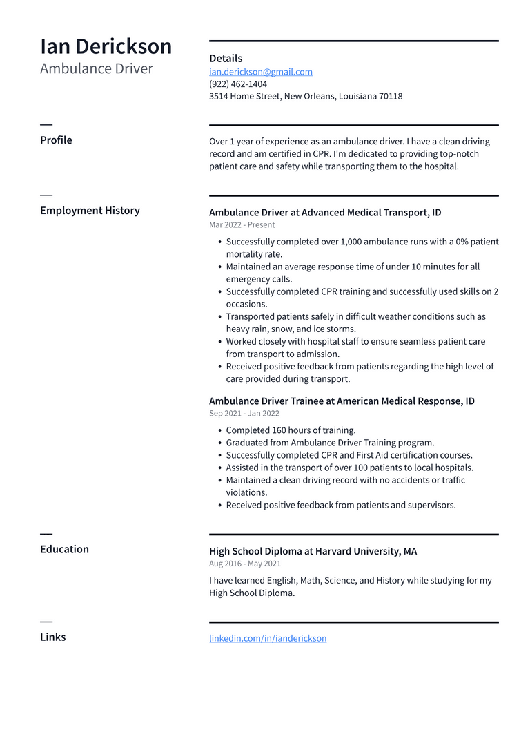 Paramedic Resume Example and Writing Guide - ResumeLawyer