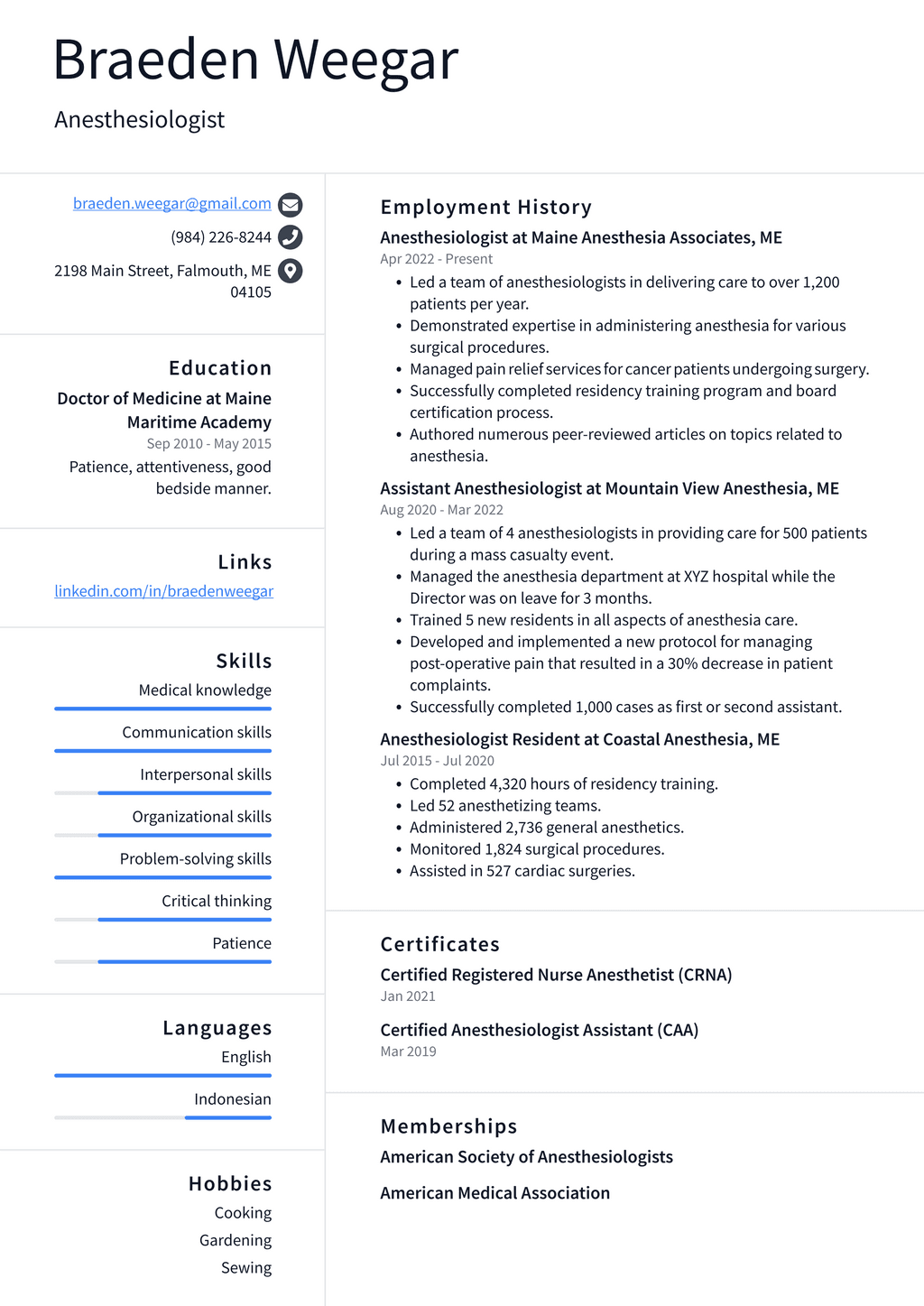 Doctor Resume Example and Writing Guide - ResumeLawyer