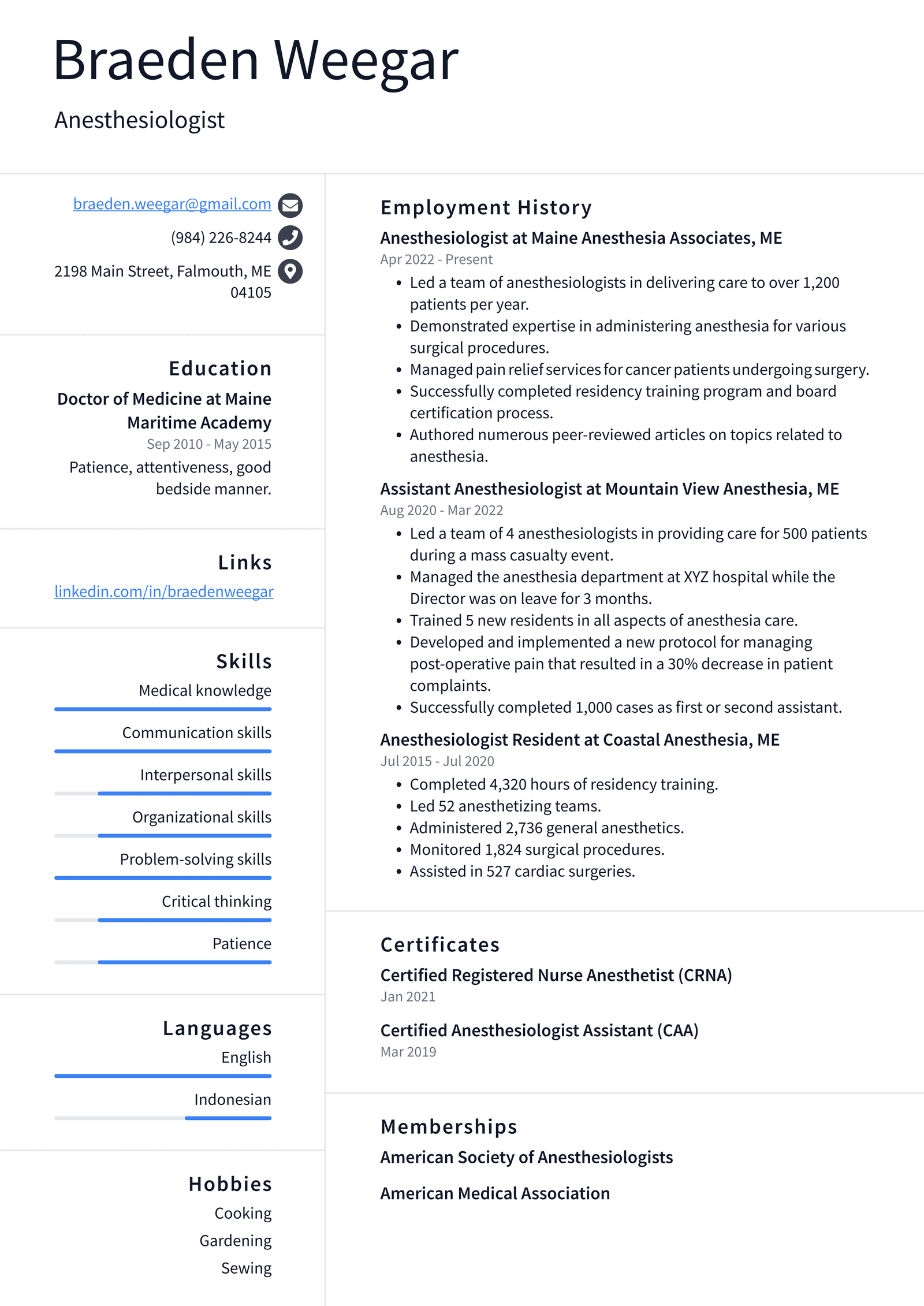Doctor Resume Example and Writing Guide - ResumeLawyer