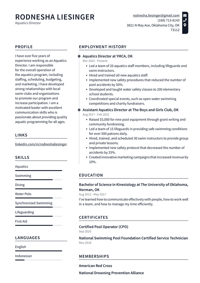 Swimming Coach Resume Example and Writing Guide - ResumeLawyer
