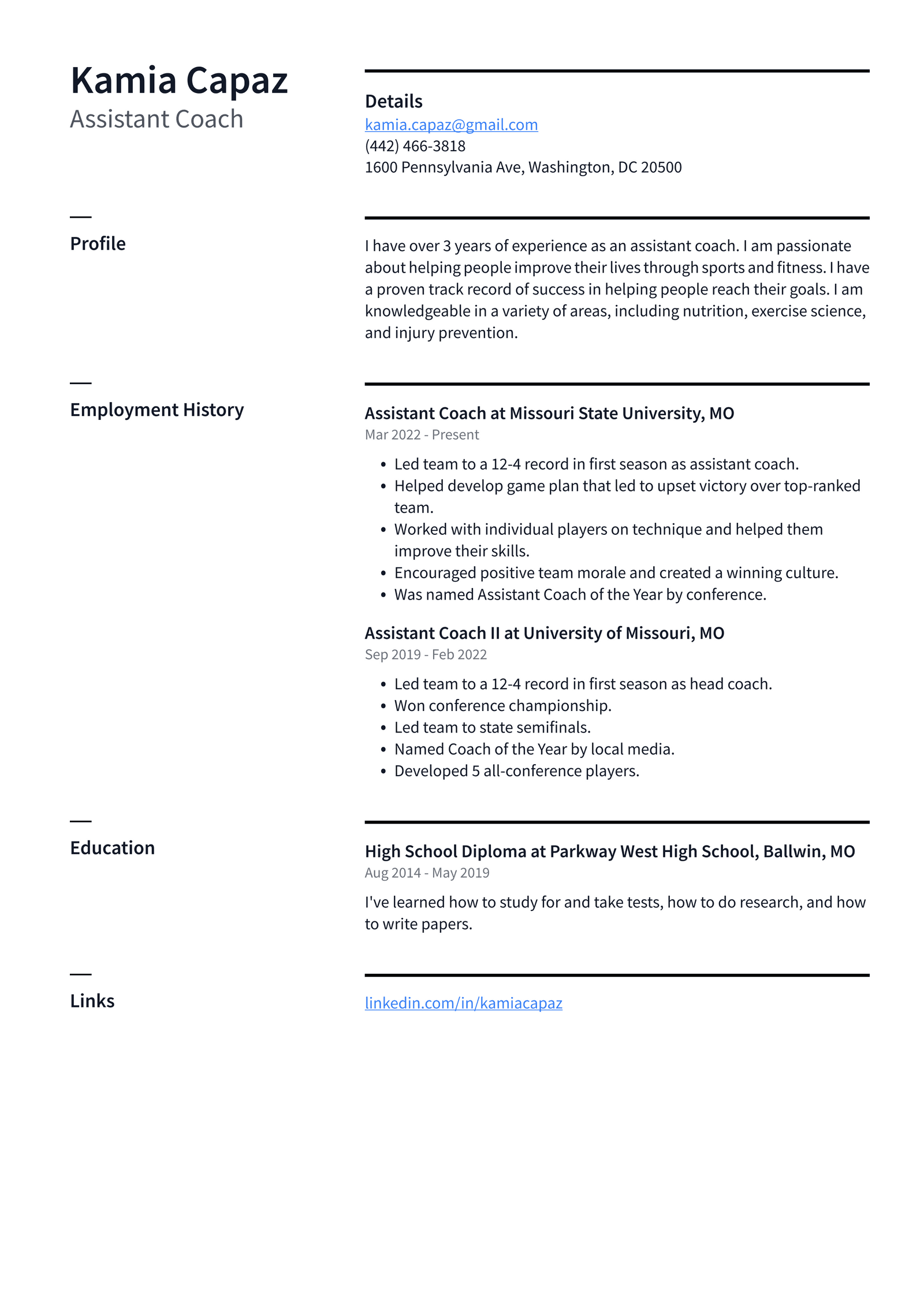 Soccer Coach Resume Example and Writing Guide - ResumeLawyer