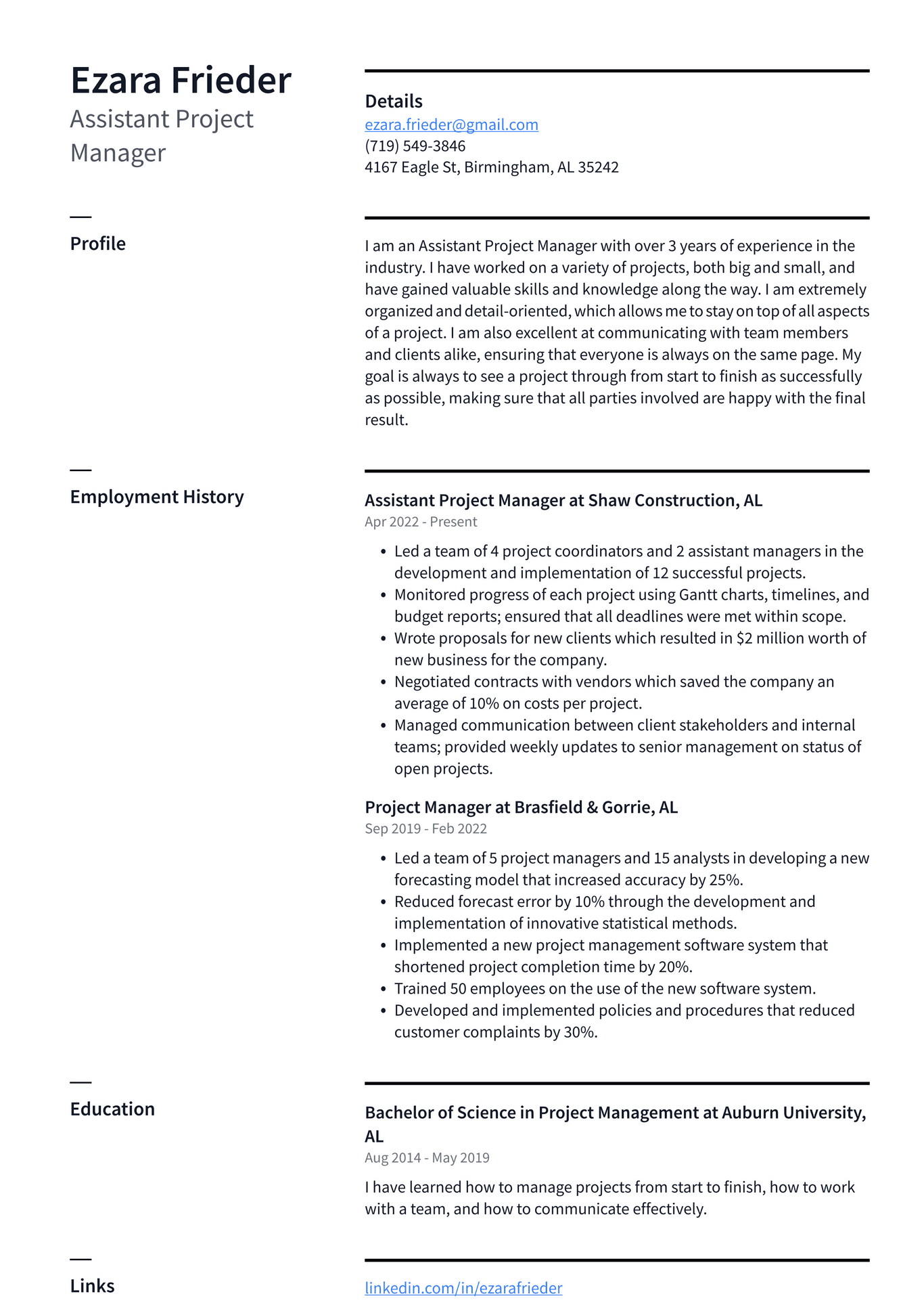 Project Manager Resume Example and Writing Guide - ResumeLawyer