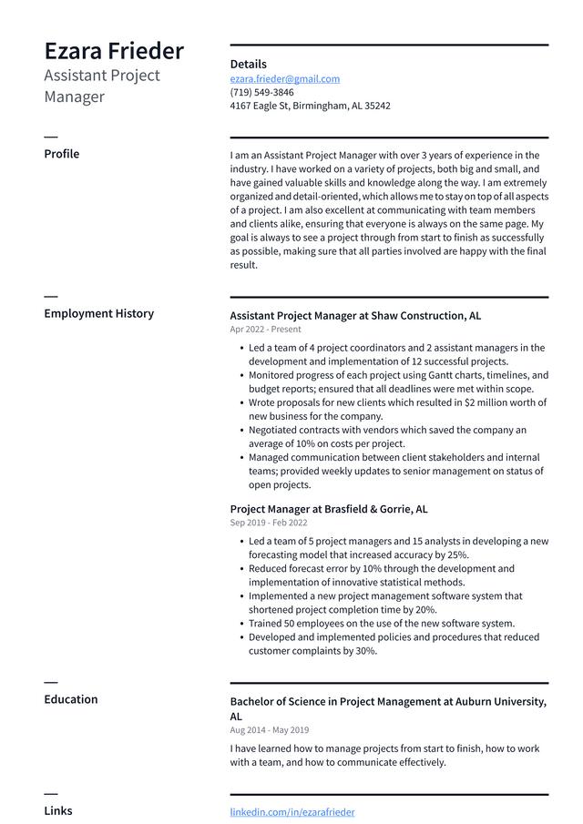 Project Manager Resume Example and Writing Guide - ResumeLawyer