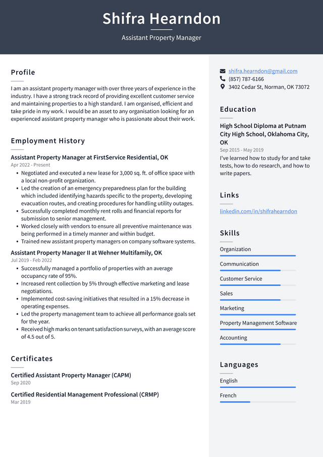 Property Manager Resume Example and Writing Guide - ResumeLawyer