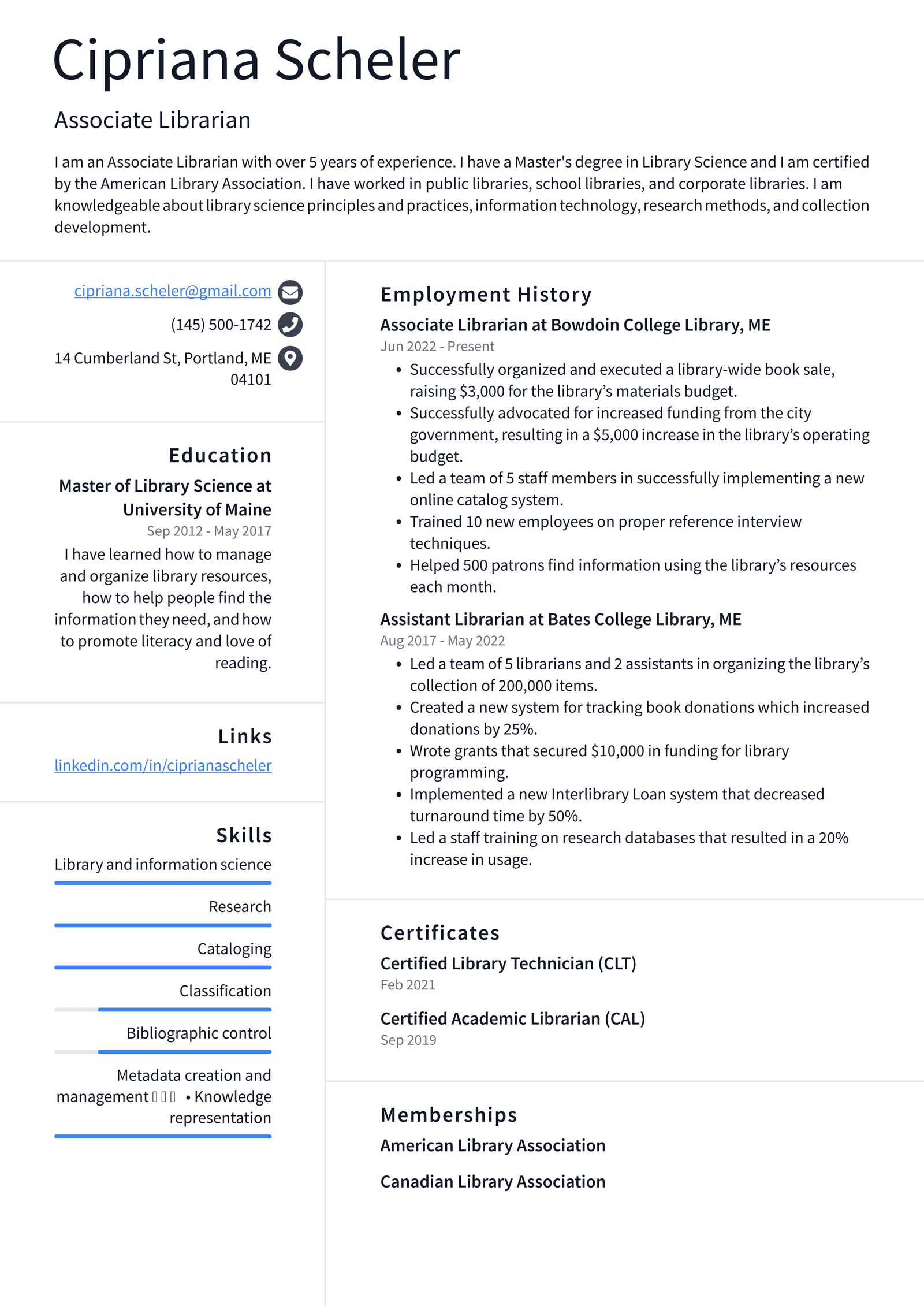 Academic Librarian Resume Example and Writing Guide - ResumeLawyer