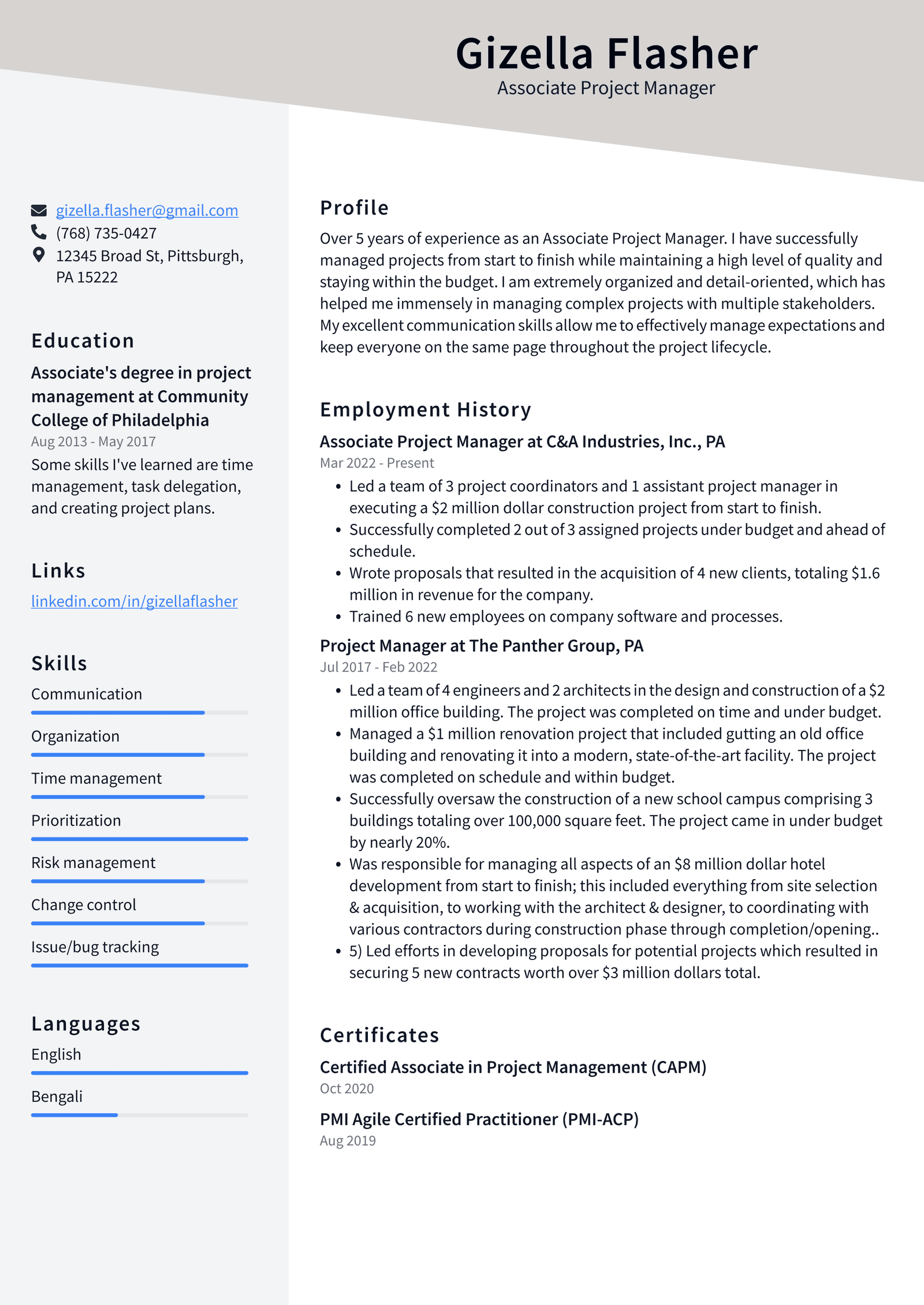 Project Manager Resume Example and Writing Guide - ResumeLawyer