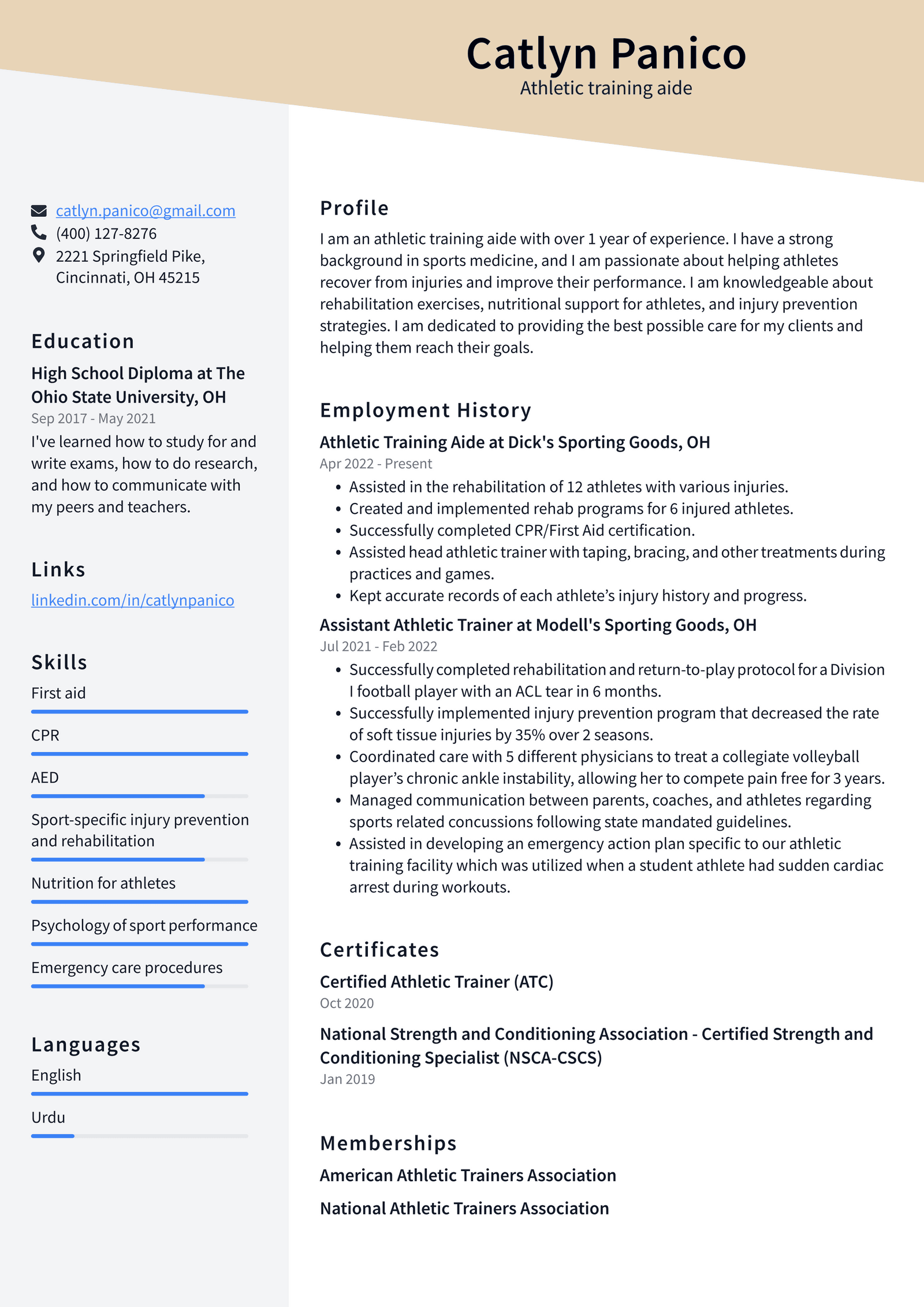 Athletic Trainer Resume Example and Writing Guide - ResumeLawyer