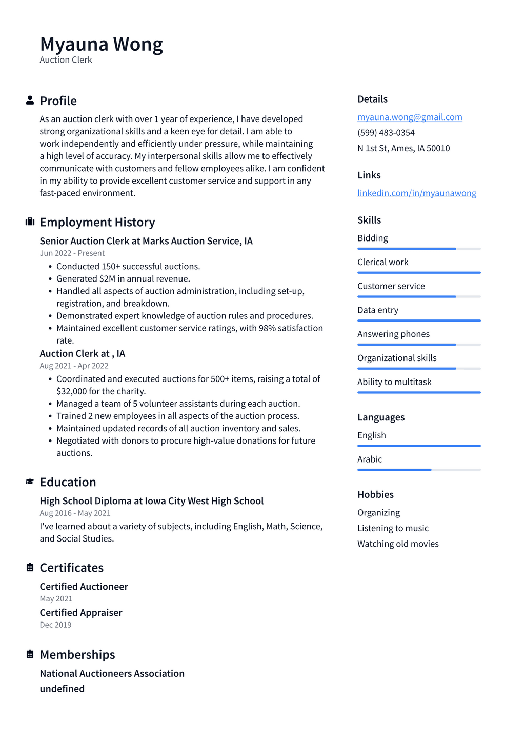 Auction House Manager Resume Example and Writing Guide - ResumeLawyer