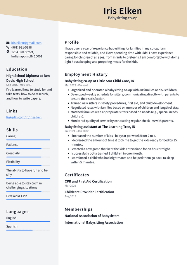 Babysitter Resume Example and Writing Guide - ResumeLawyer
