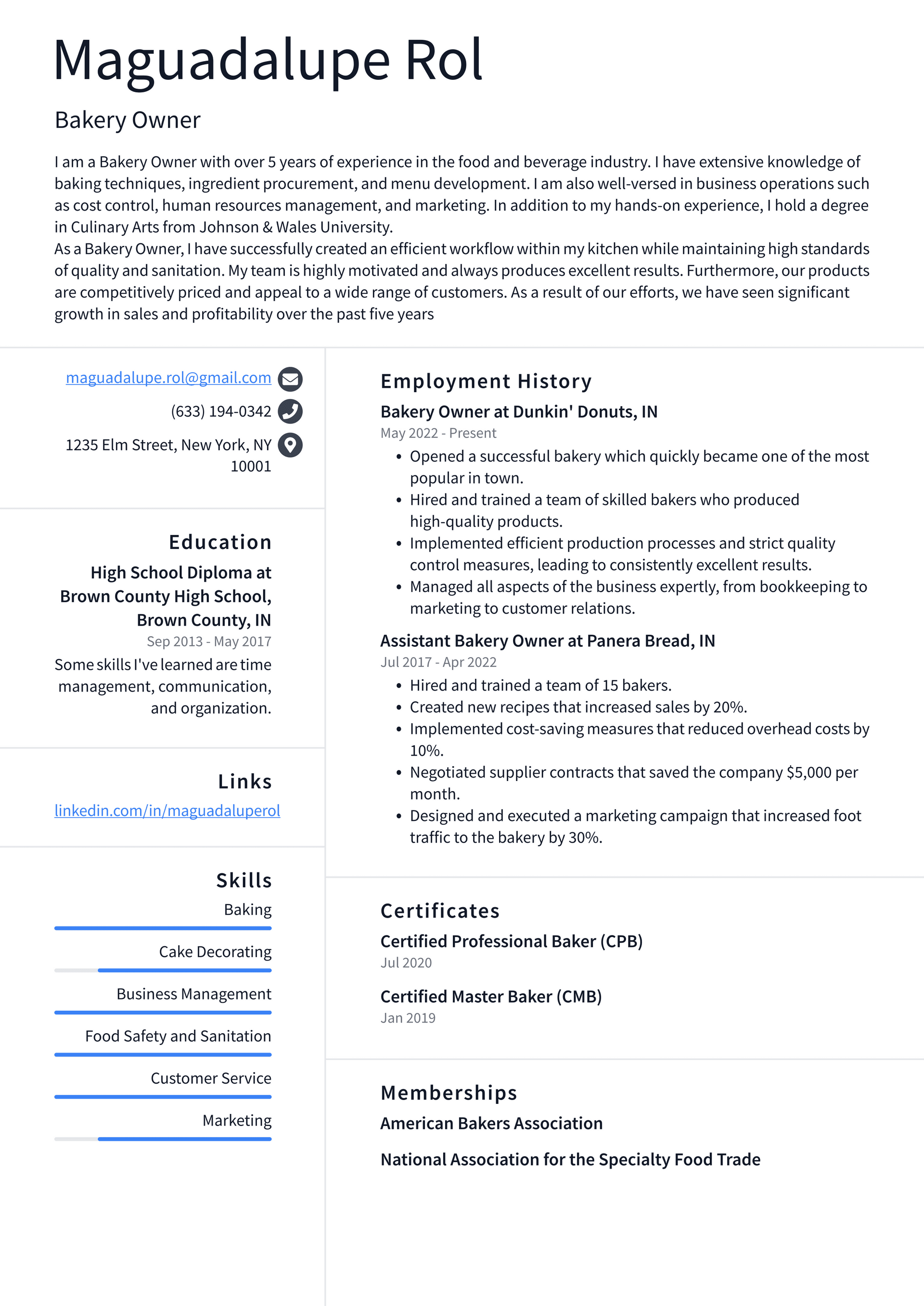 Baker Resume Example and Writing Guide - ResumeLawyer