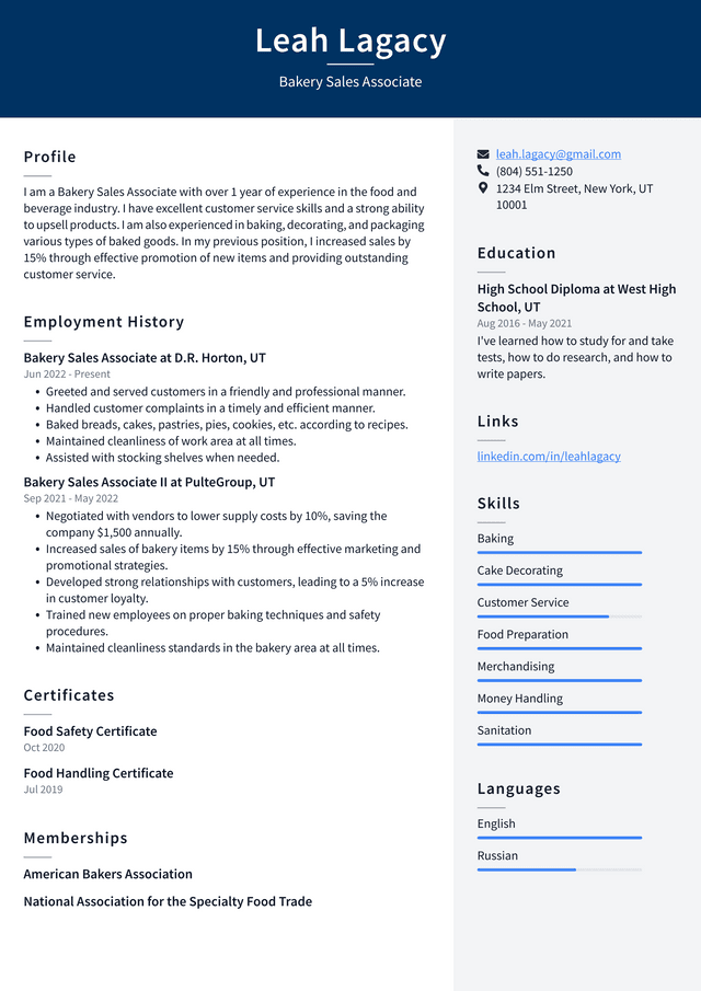 Baker Resume Example and Writing Guide - ResumeLawyer