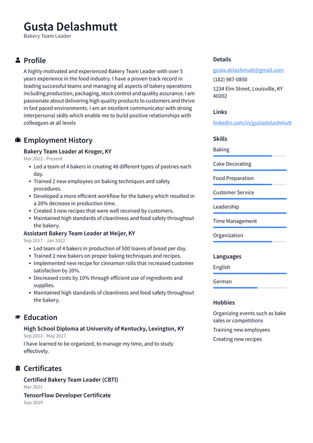 Baker Resume Example and Writing Guide - ResumeLawyer