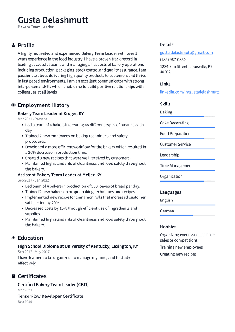 Baker Resume Example and Writing Guide - ResumeLawyer