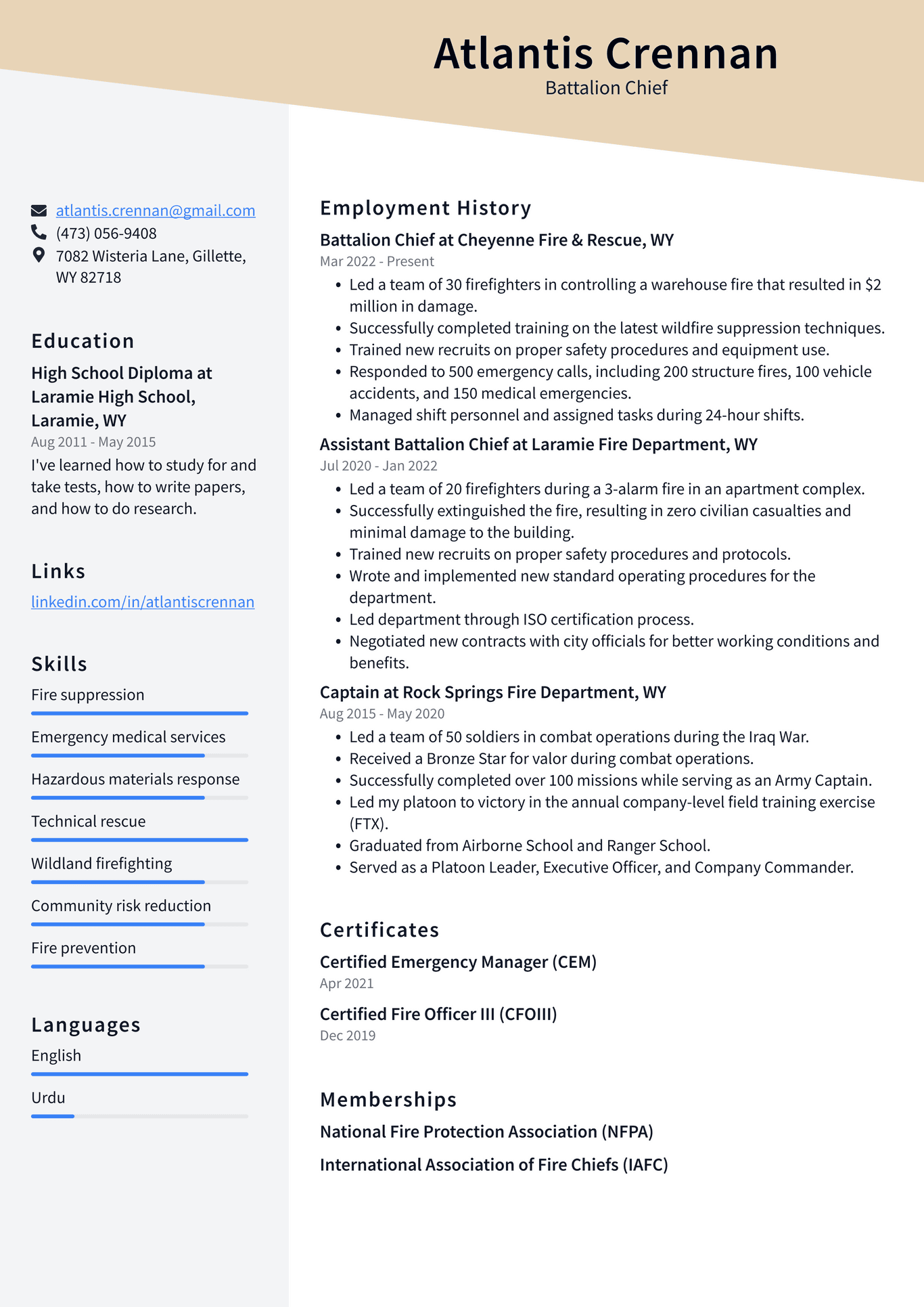 Firefighter Resume Example and Writing Guide - ResumeLawyer
