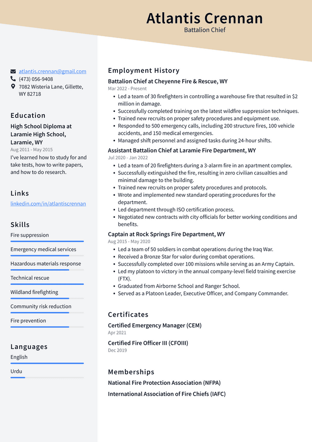 Firefighter Resume Example and Writing Guide - ResumeLawyer