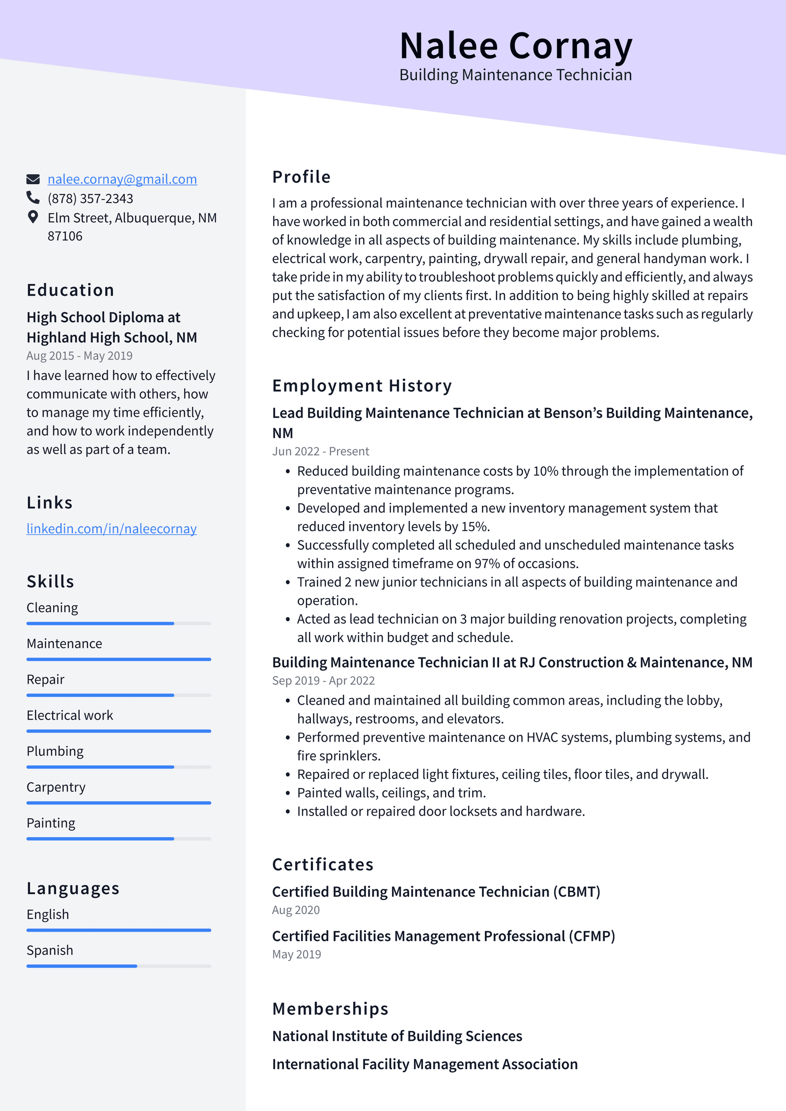 Maintenance Technician Resume Example and Writing Guide - ResumeLawyer