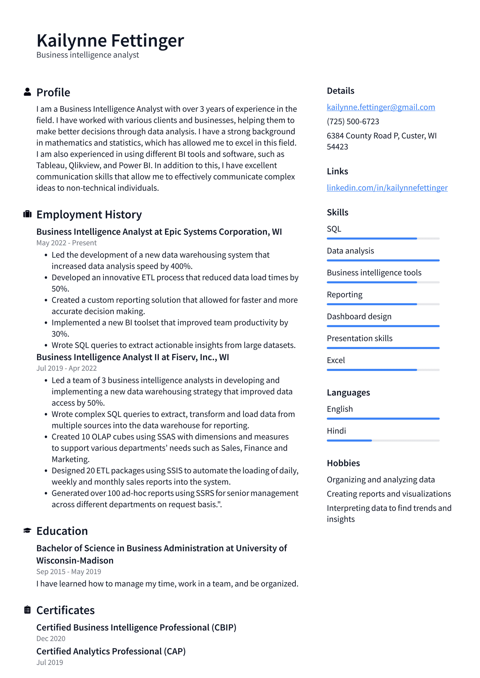 Business and management Resume Example and Writing Guide - ResumeLawyer