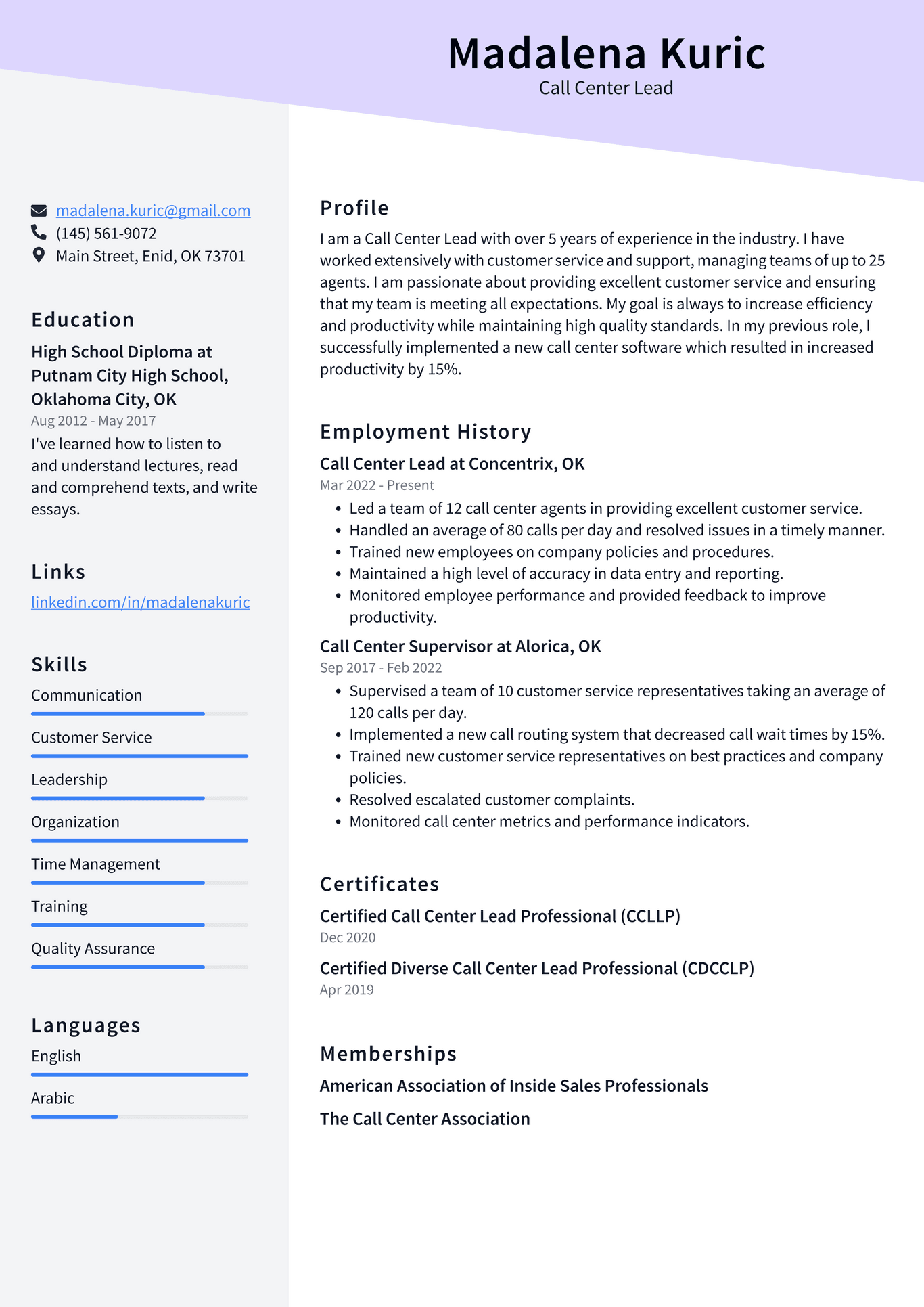 Call Center Agent Resume Example and Writing Guide - ResumeLawyer