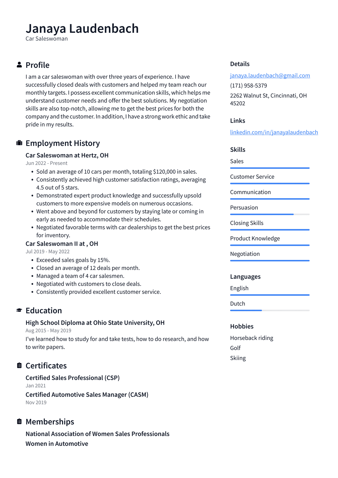 Car Sales Resume Example And Writing Guide ResumeLawyer