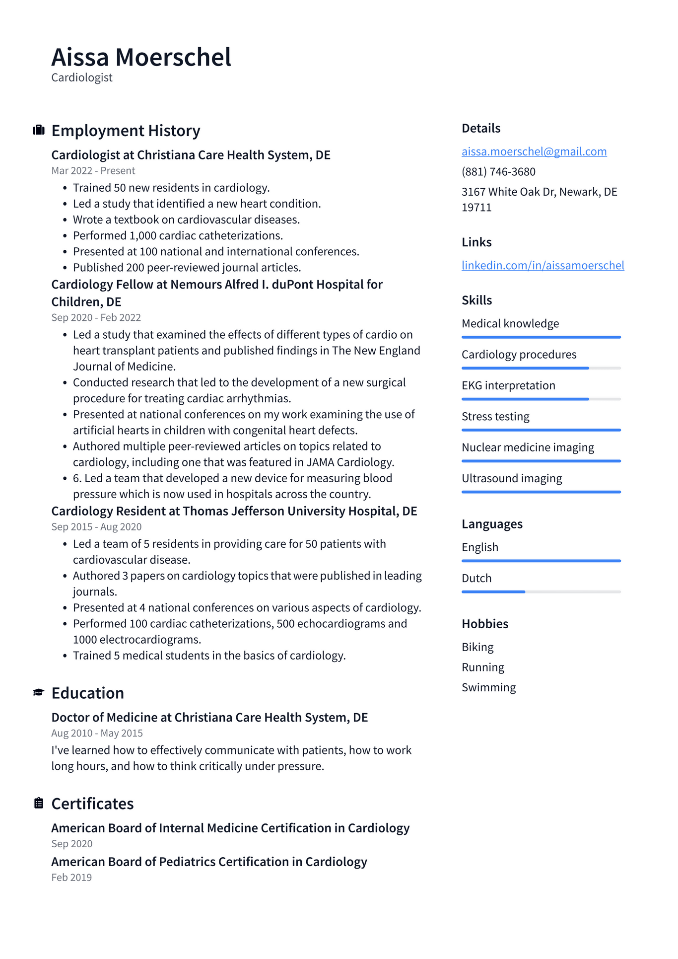 Doctor Resume Example and Writing Guide - ResumeLawyer