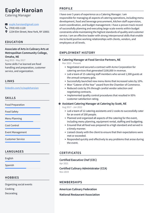 Food and Beverage Director Resume Example and Writing Guide - ResumeLawyer
