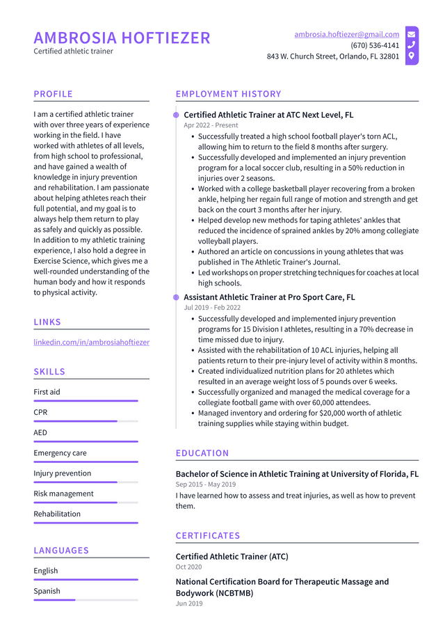 Sports and fitness Resume Example and Writing Guide - ResumeLawyer