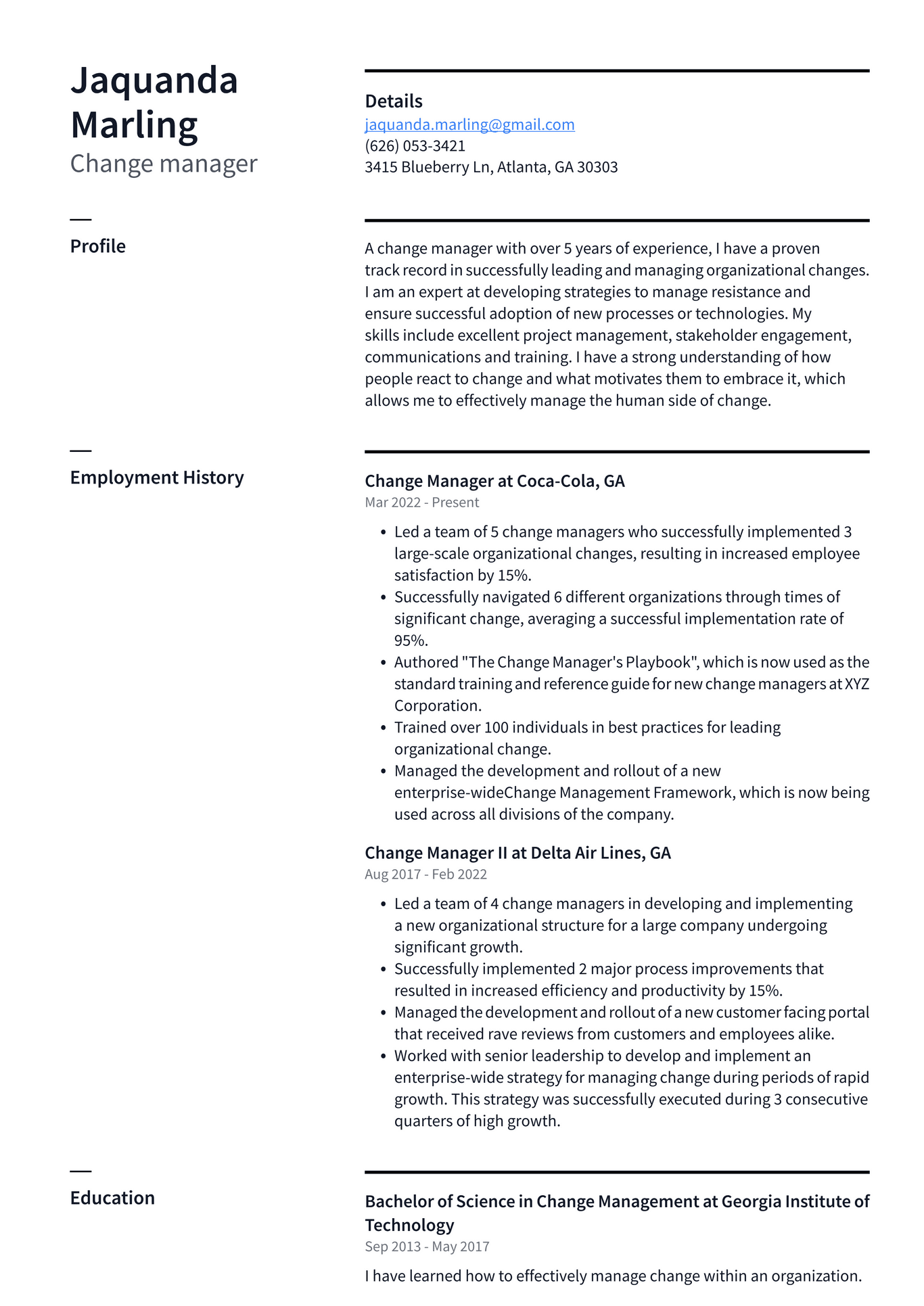 Business and management Resume Example and Writing Guide - ResumeLawyer