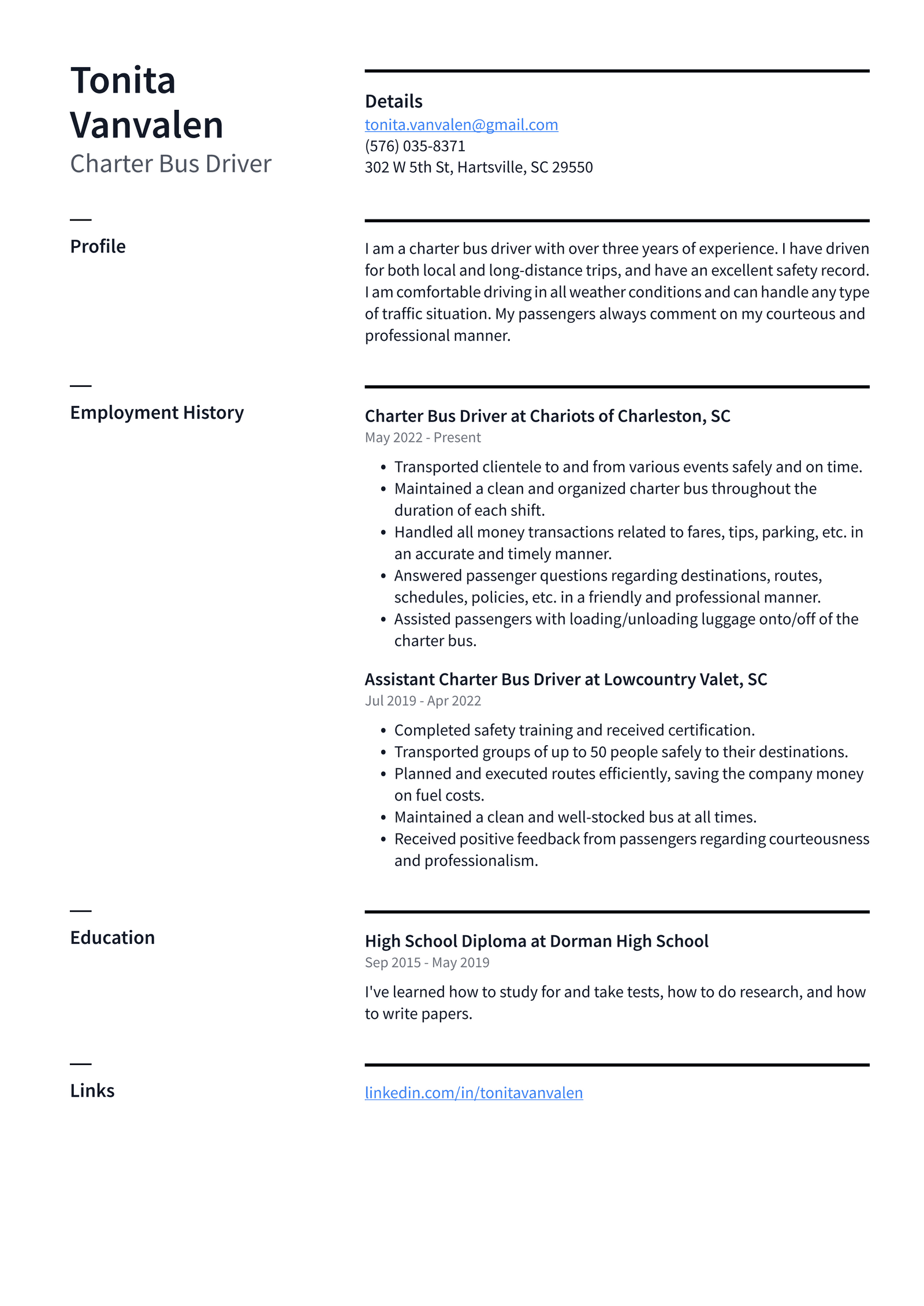 Bus Driver Resume Example and Writing Guide - ResumeLawyer