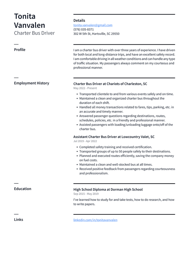 Bus Driver Resume Example and Writing Guide - ResumeLawyer