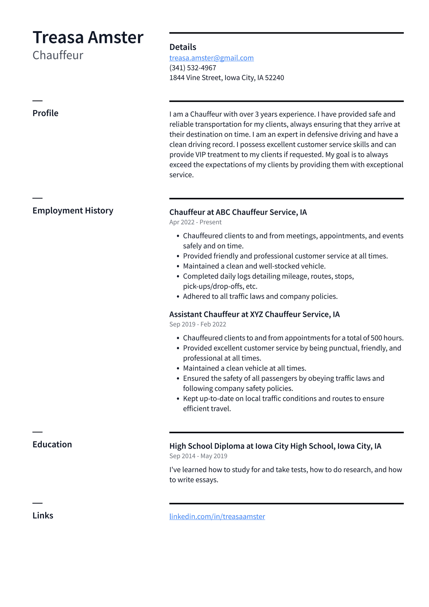 Driver Resume Example and Writing Guide - ResumeLawyer