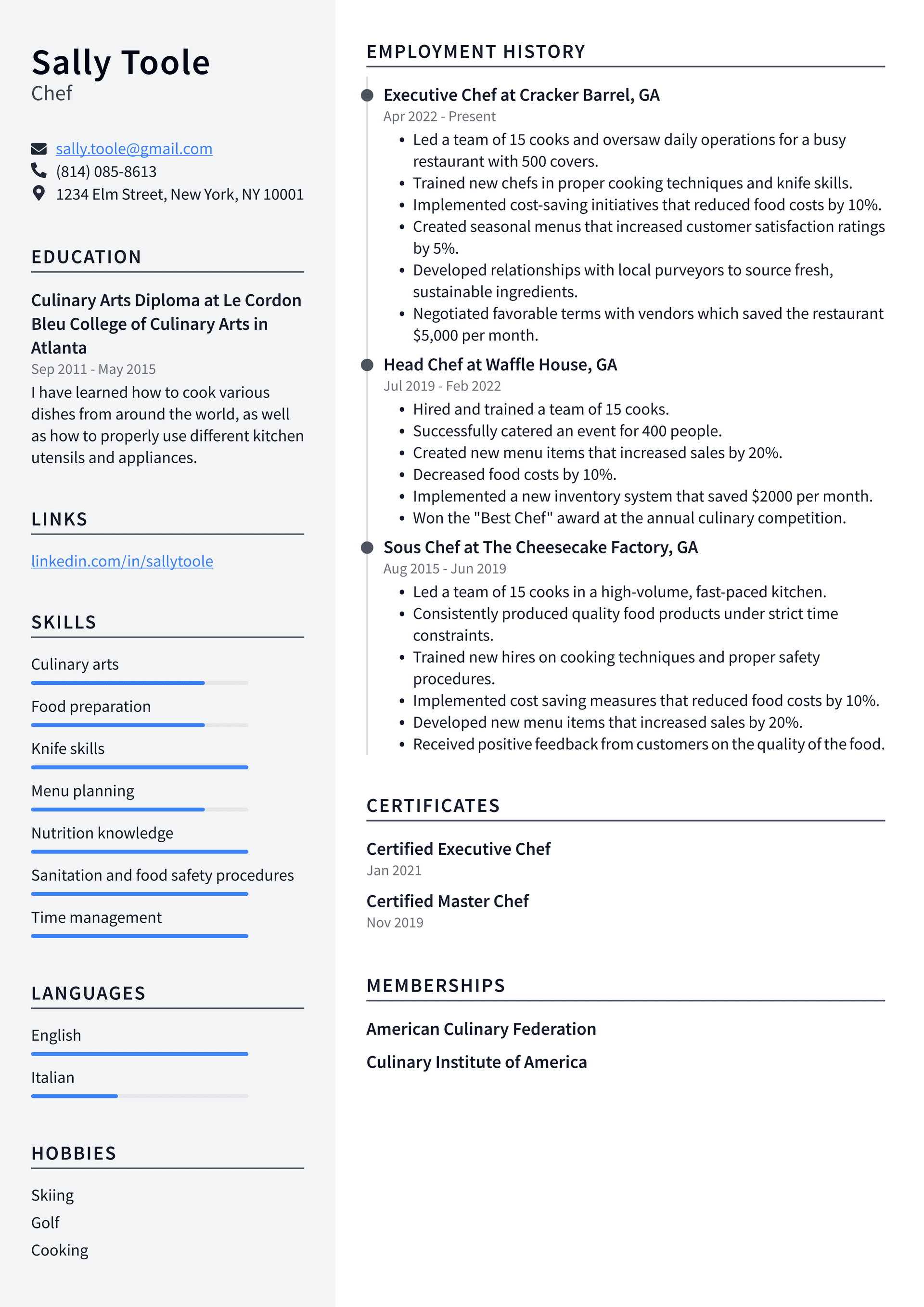 Caterer Resume Example and Writing Guide - ResumeLawyer
