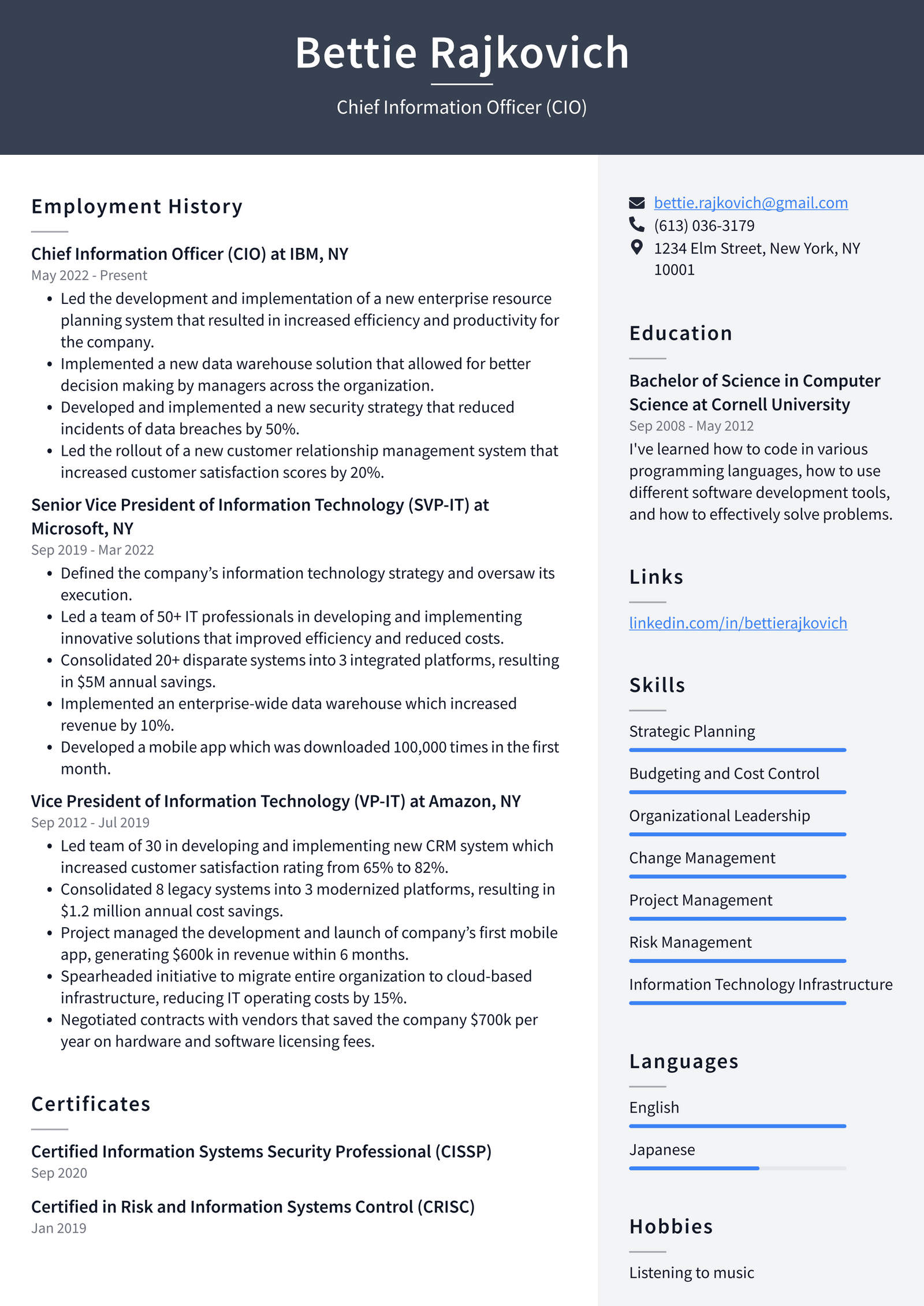 Health Care Administration Resume Example and Writing Guide