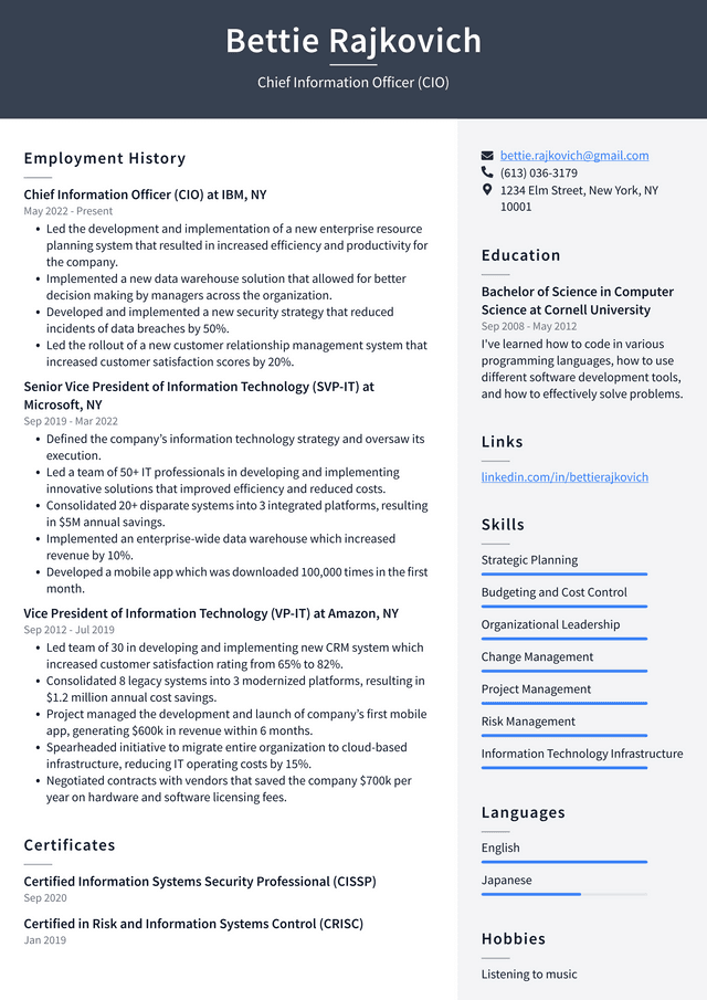 Health Care Administration Resume Example and Writing Guide