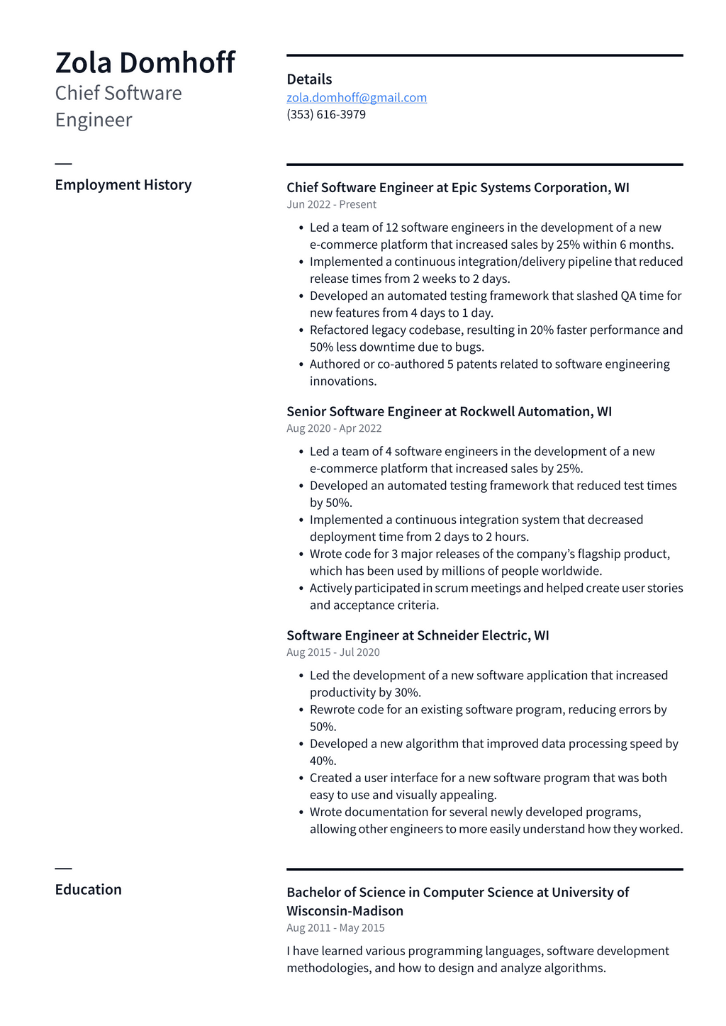 Senior Software Engineer Resume Example and Writing Guide