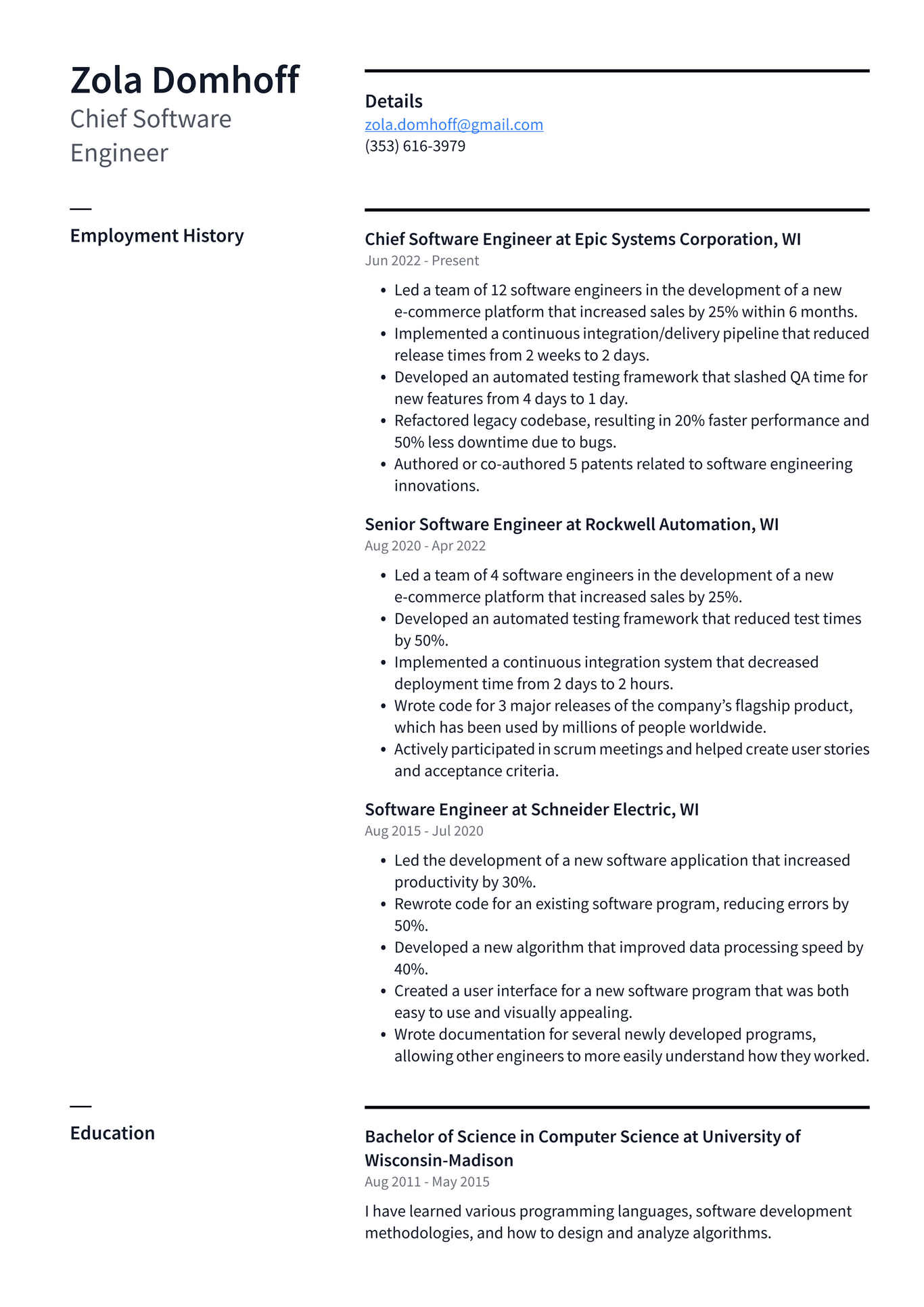 Senior Software Engineer Resume Example and Writing Guide