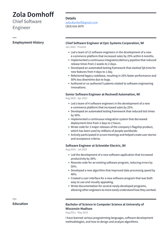 Senior Software Engineer Resume Example and Writing Guide