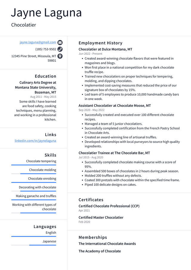 Pastry Chef Resume Example and Writing Guide - ResumeLawyer
