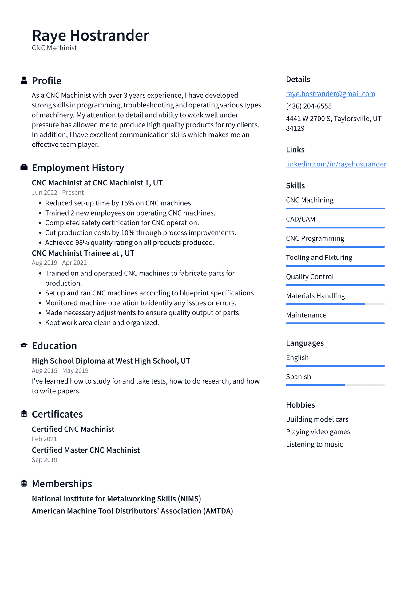 Machine Operator Resume Example and Writing Guide - ResumeLawyer