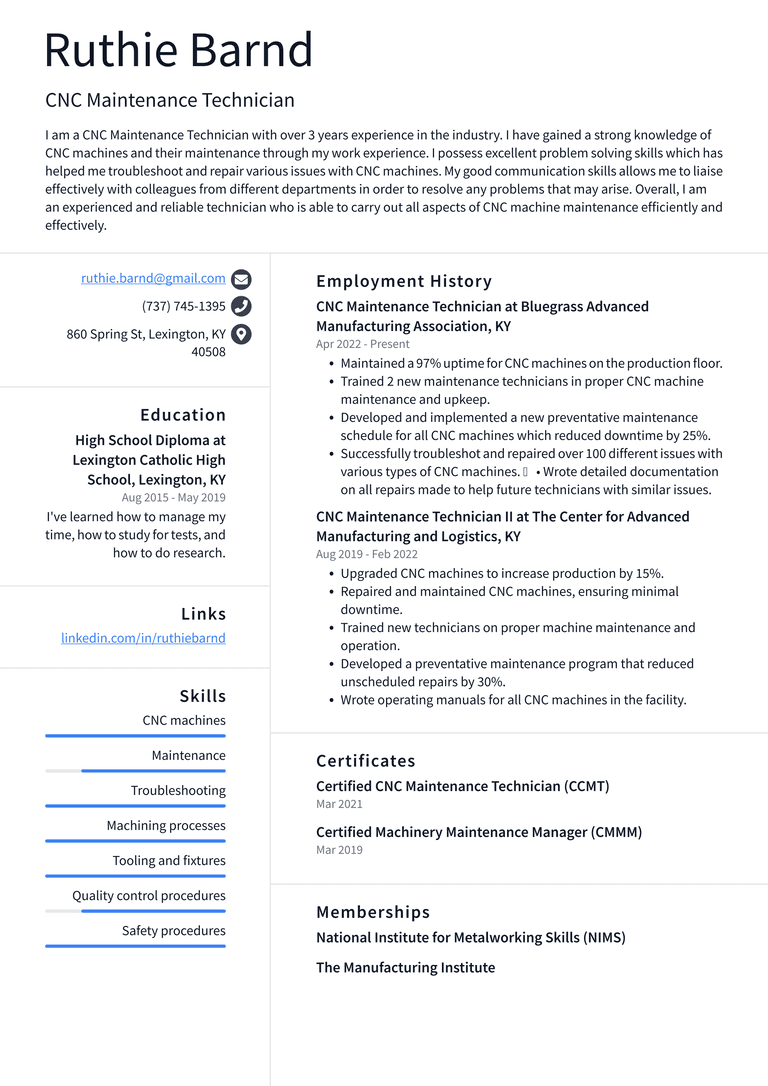 Machine Operator Resume Example and Writing Guide - ResumeLawyer
