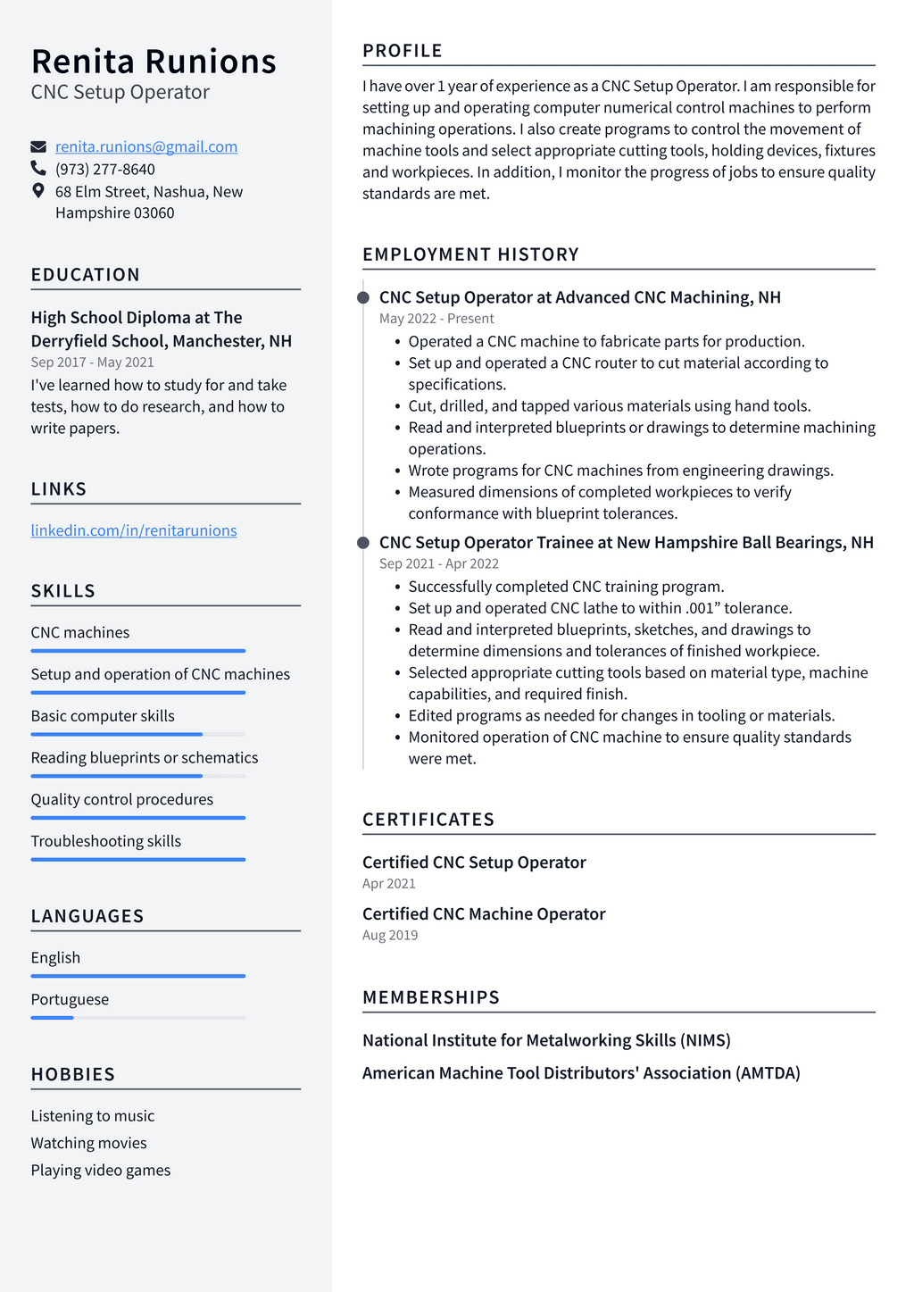 Machine Operator Resume Example and Writing Guide - ResumeLawyer