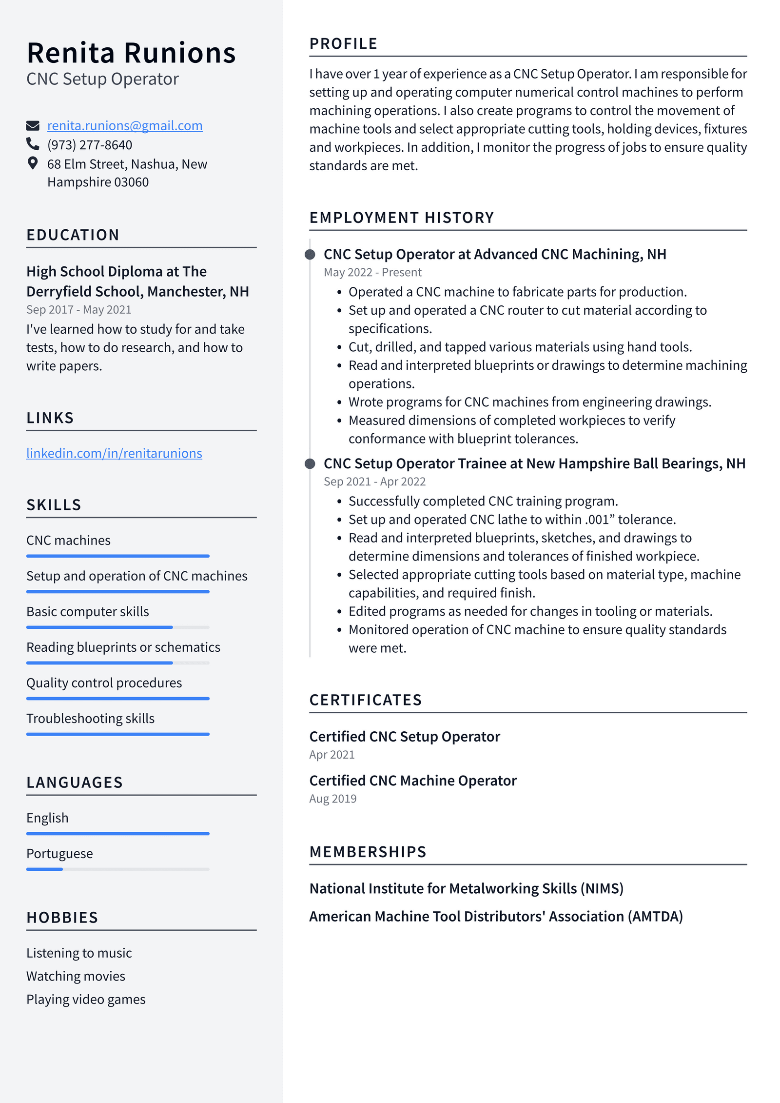 Machine Operator Resume Example and Writing Guide - ResumeLawyer