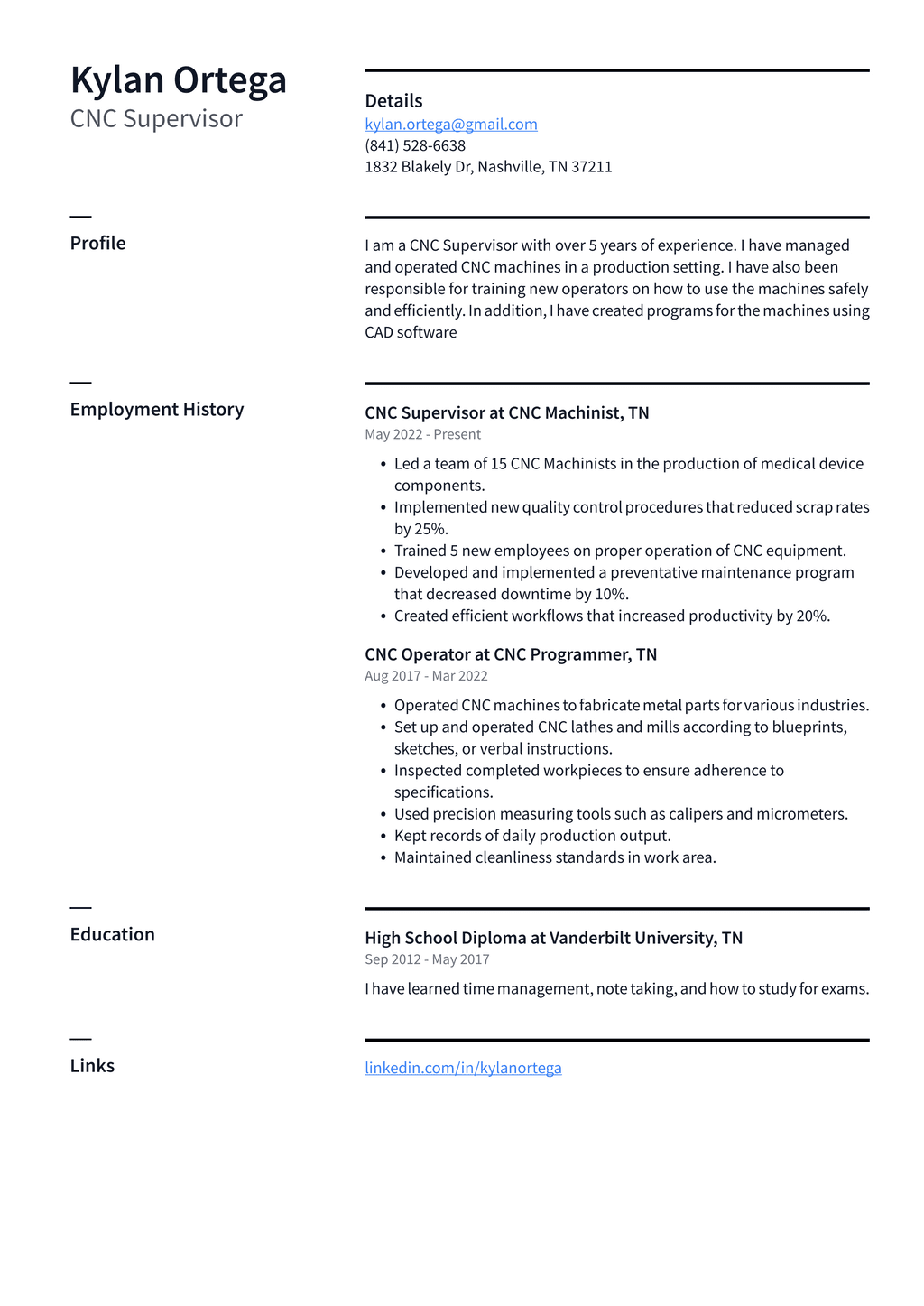 Machine Operator Resume Example and Writing Guide - ResumeLawyer