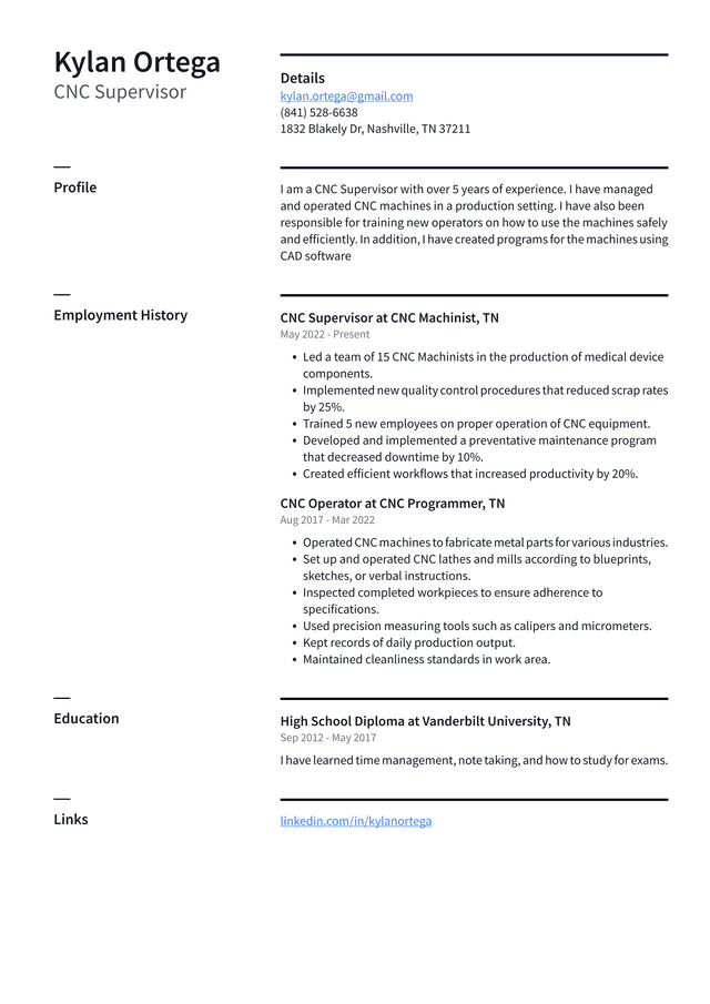 Machine Operator Resume Example and Writing Guide - ResumeLawyer