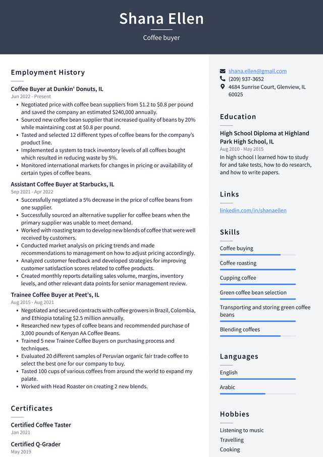 Barista Resume Example and Writing Guide - ResumeLawyer