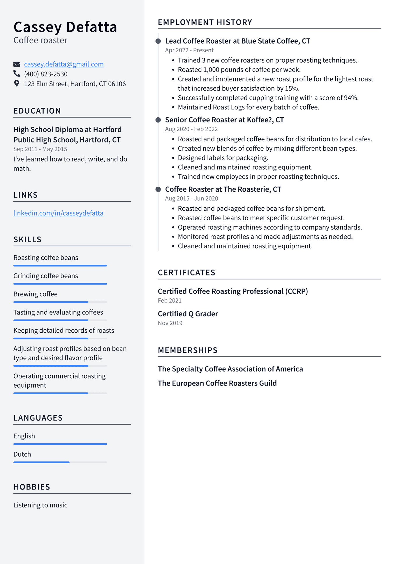 Barista Resume Example and Writing Guide - ResumeLawyer