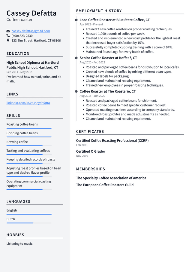 Barista Resume Example and Writing Guide - ResumeLawyer