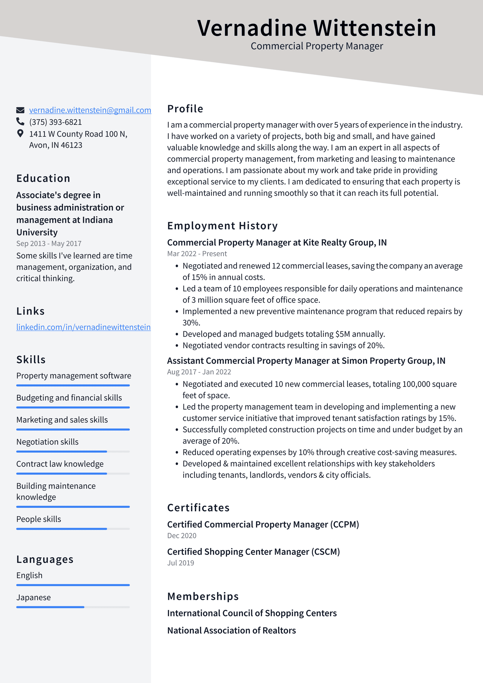 Property Manager Resume Example and Writing Guide - ResumeLawyer