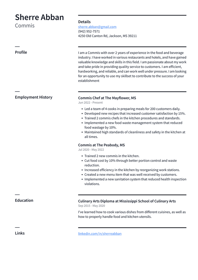 Line Cook Resume Example and Writing Guide - ResumeLawyer