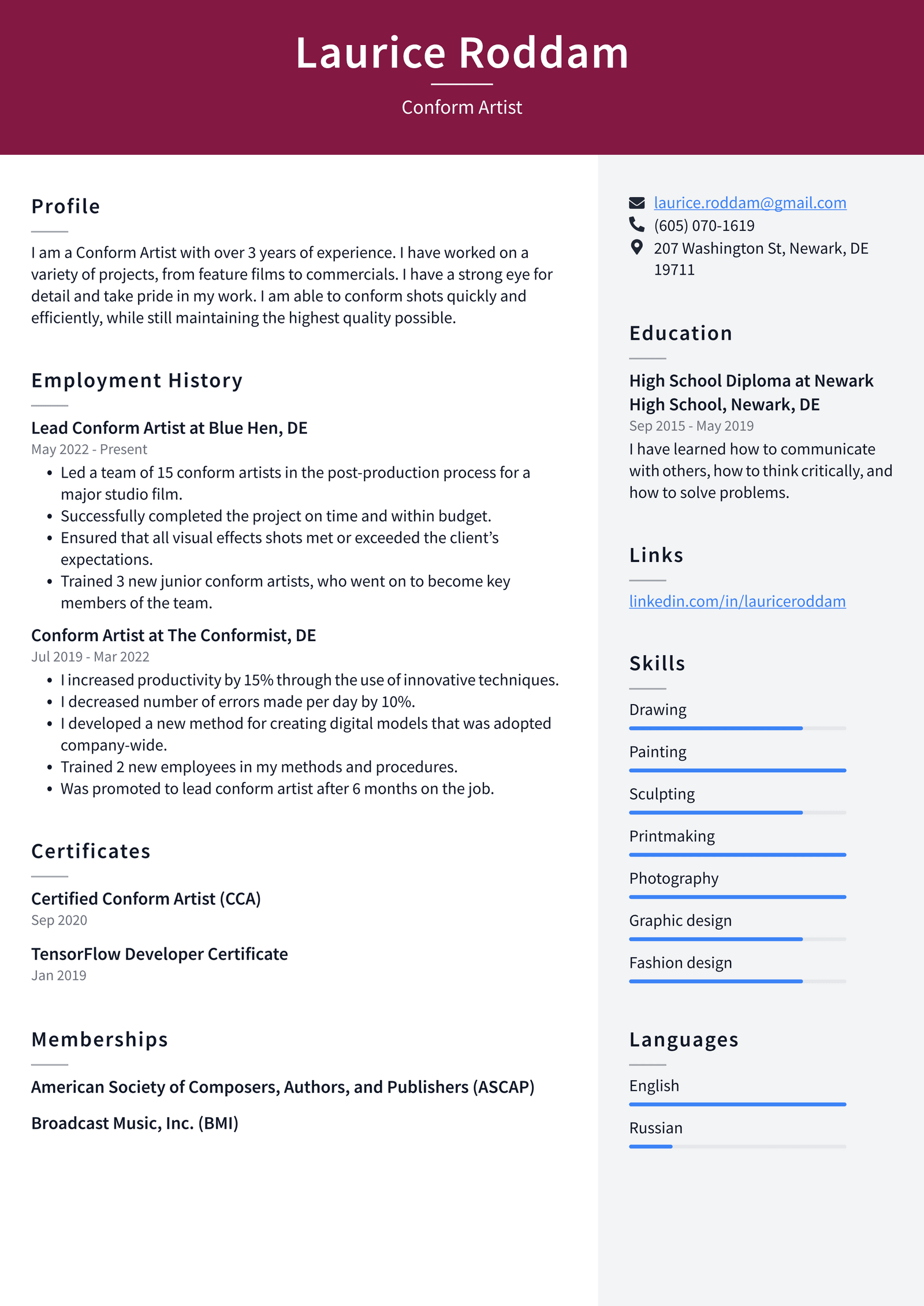 Film and Video Editor Resume Example and Writing Guide